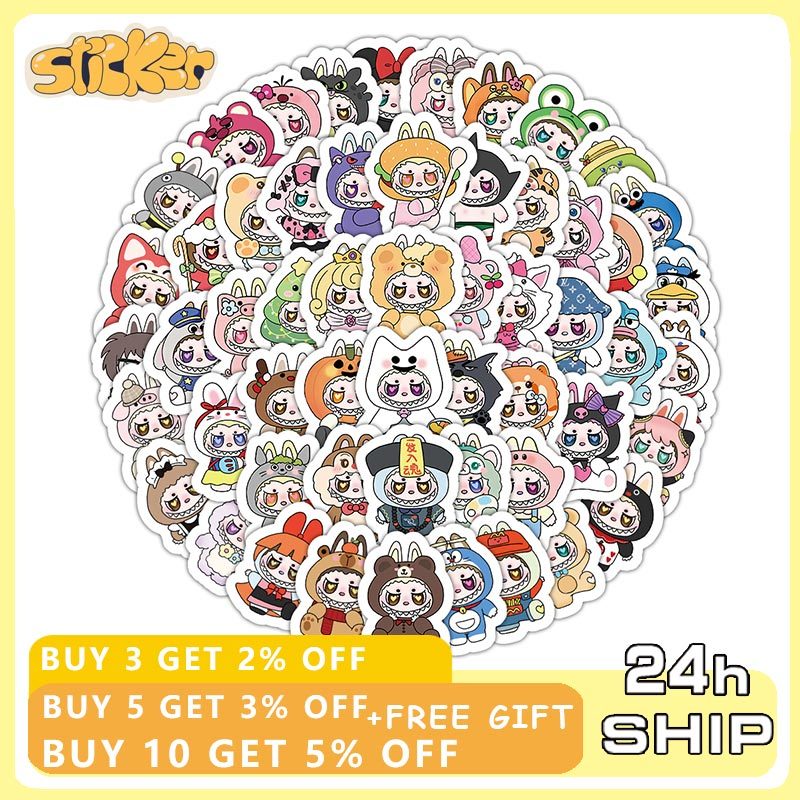 103pcs Kawaii Cartoon Labubu Sticker Cute Labubu Peripheral DIY Hand ...