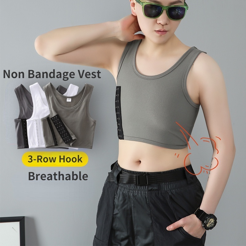 Janest Chest Binder Short Breathable Buckle Breast Binder Non Bandage