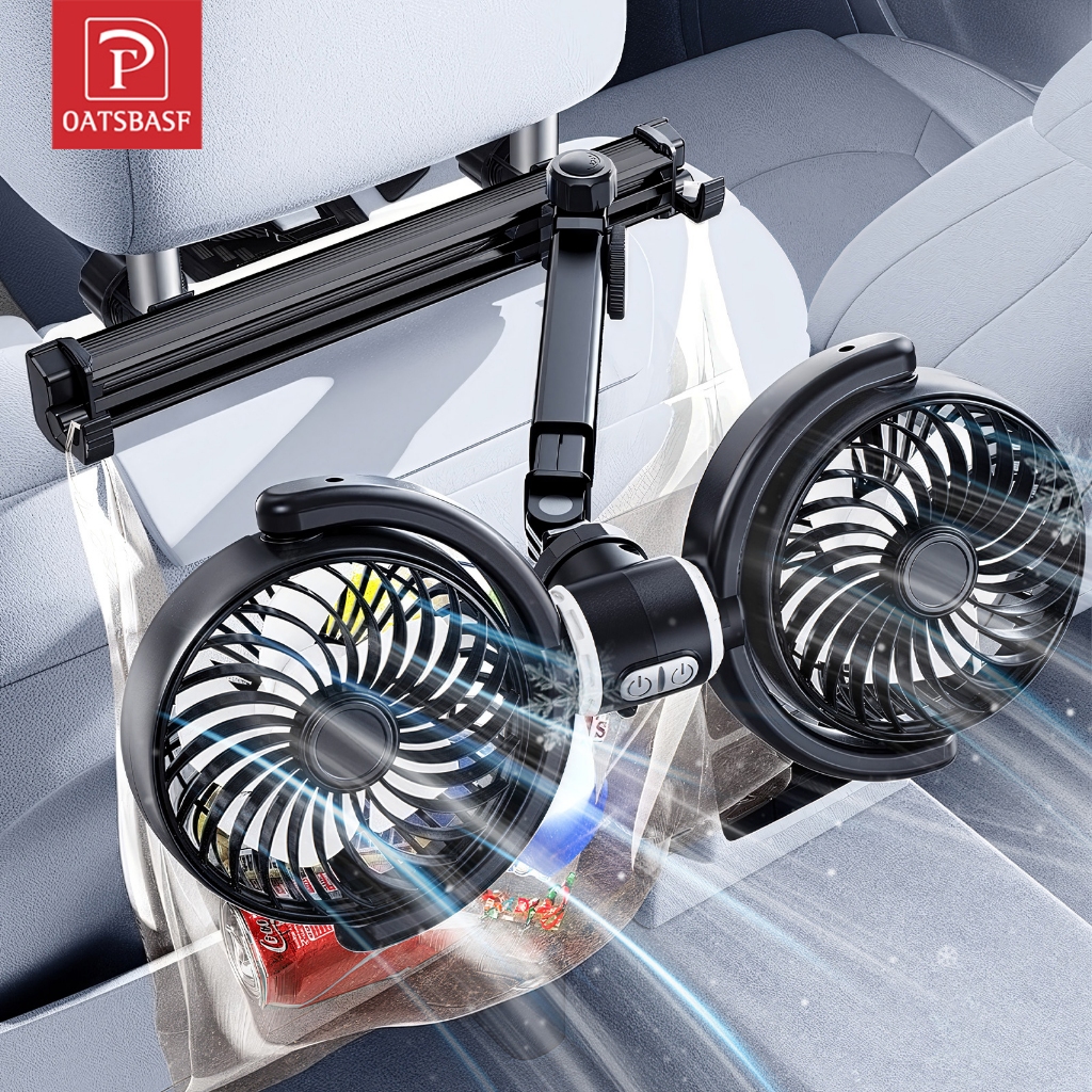 OATSBASF Car Backseat USB Fan Dual-head Headrest Fan 360° Rotatable ...