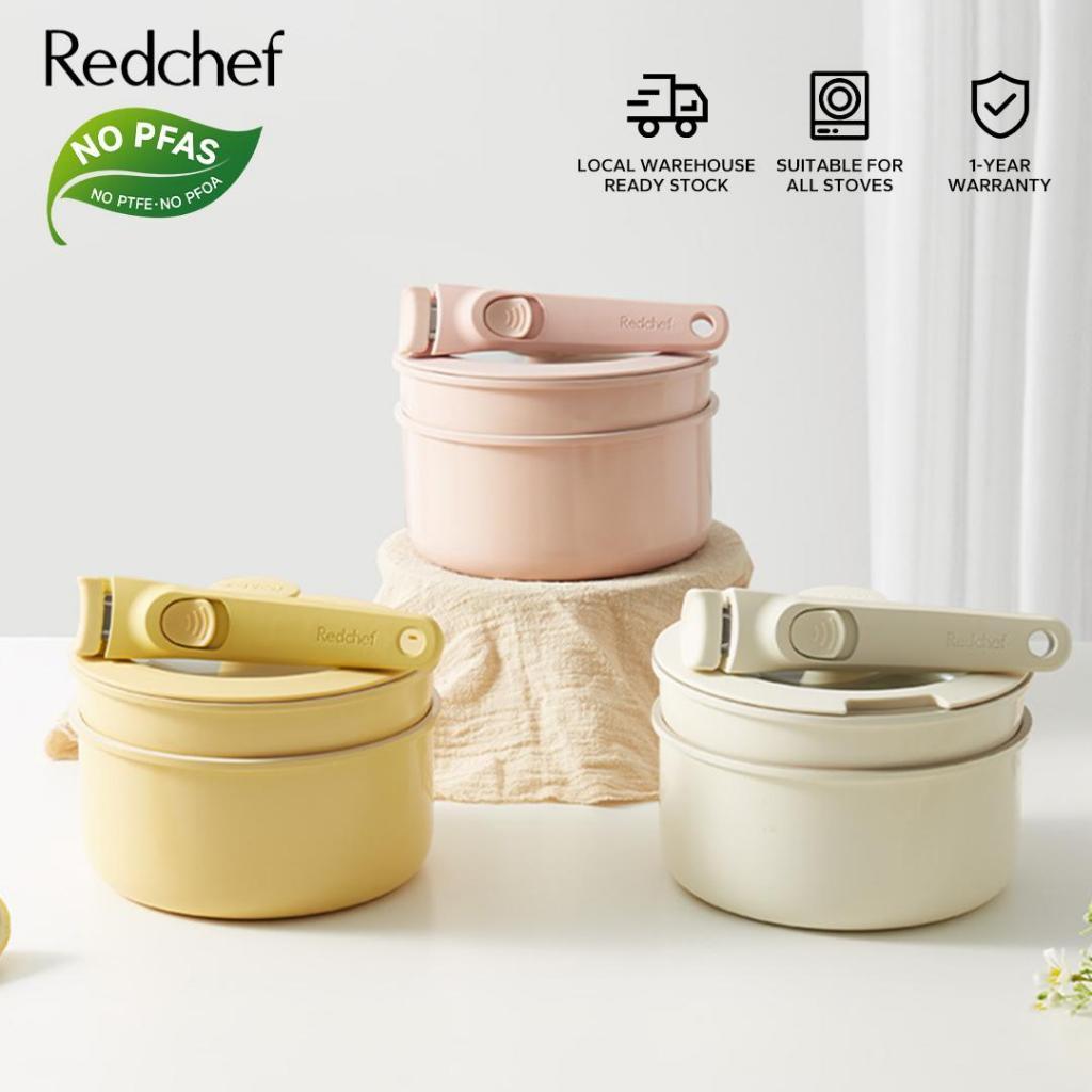 Redchef Non-Stick Ceramic Rock Cookware Set with Removable Handles 4 ...