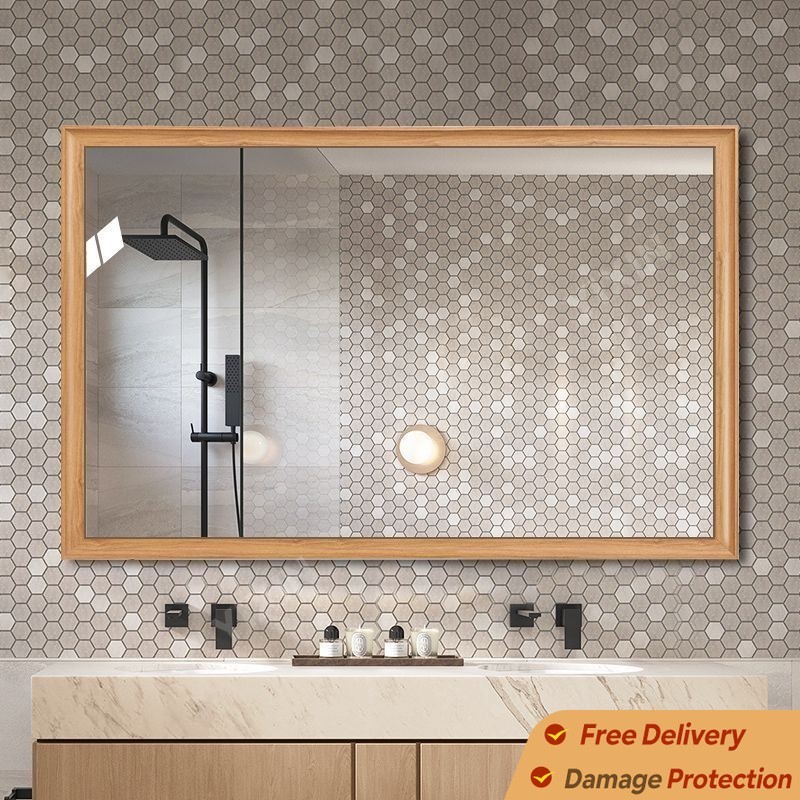 YIXIN Bathroom Mirror PS Frame Imitation Solid Wood Bathroom Mirror ...