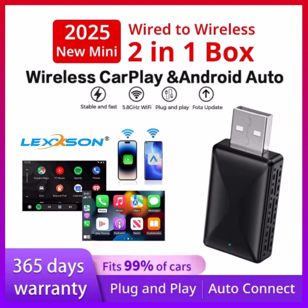 Carplay Wireless Adapter Android Auto 2in 1 Smart Dongle 2025 5G WIFI ...