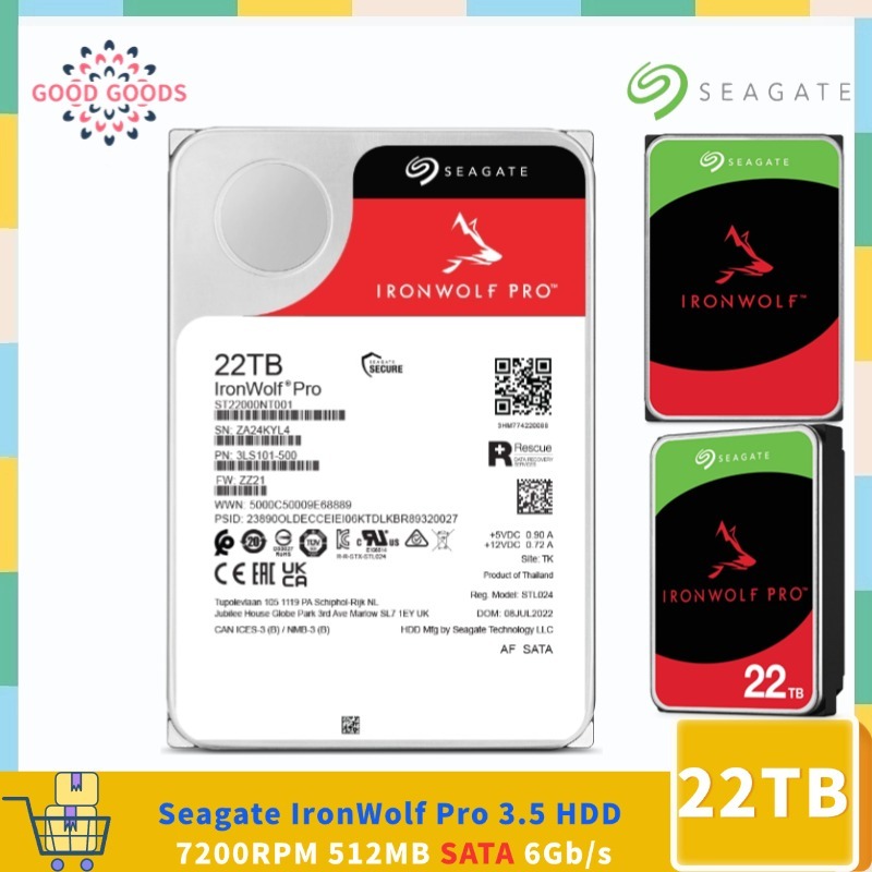 Seagate IronWolf Pro 22TB 3.5 HDD ST22000NT001 7200 RPM 512MB Cache ...