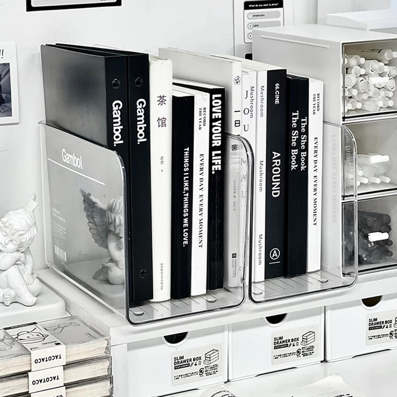 Desktop book storage shelf Transparent acrylic book stand reading shelf ...
