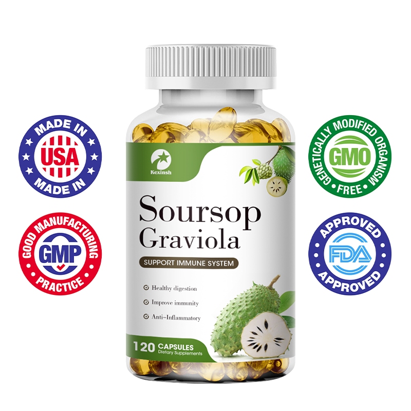 Kexinsh Soursop Graviola Capsules with Moringa, Black Seed, Turmeric ...