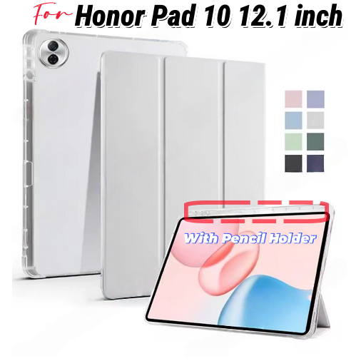 For Honor Pad 10 Case With Pencil Holder Trifold Soft Back Stand Tablet ...