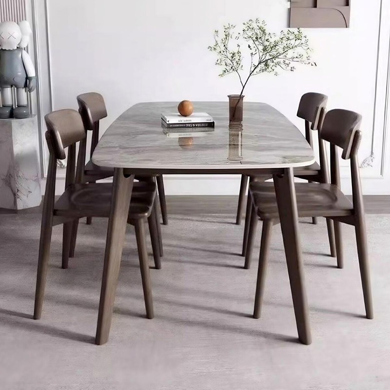 Dining Table Solid Wood Nordic Rock Plate Table HDB Sintered Stone ...