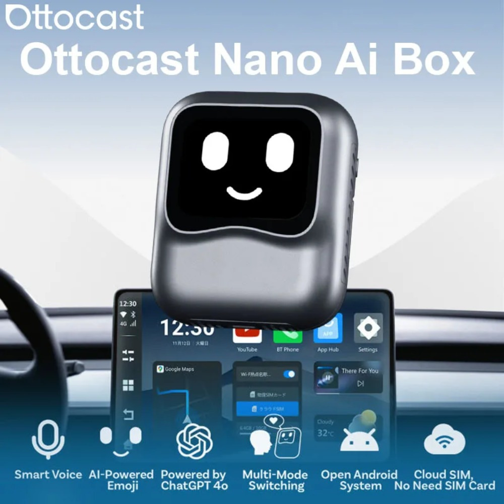 OTTOCAST Ottaibox Nano Al Voice Conversation Carplay AI Box 8+128GB QCM 8-Core 6225 Android 13 ...
