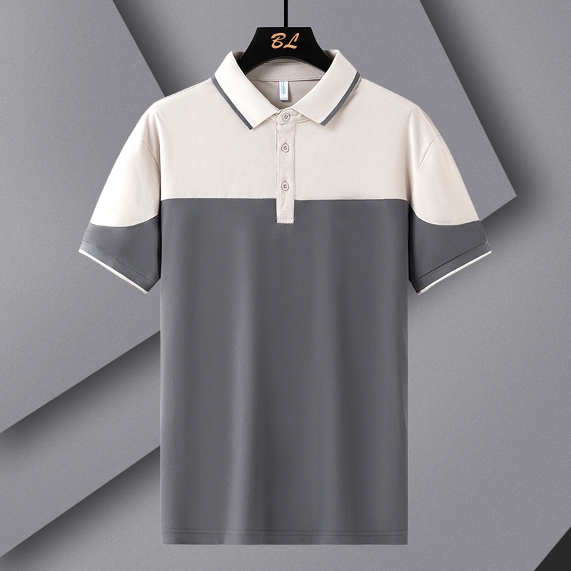 Silver Logo Men's POLO Shirt Business POLO Shirt Short-Sleeved t-Shirt ...