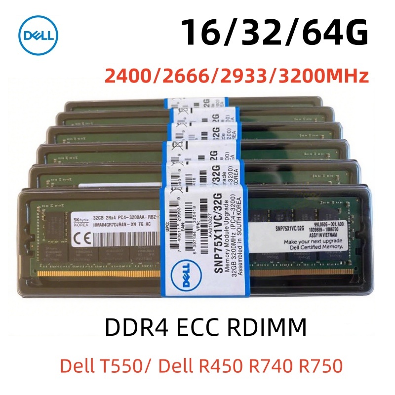 Original Dell server Memory Module DDR4 16G 32G 64G DDR4 2666 2933 3200 ...
