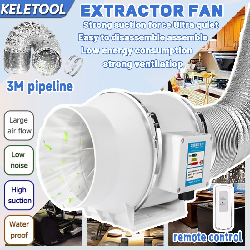 Exhaust Fan 4"/5"/ 6"/ 8" inch High Suction Power Inline Duct Booster ...