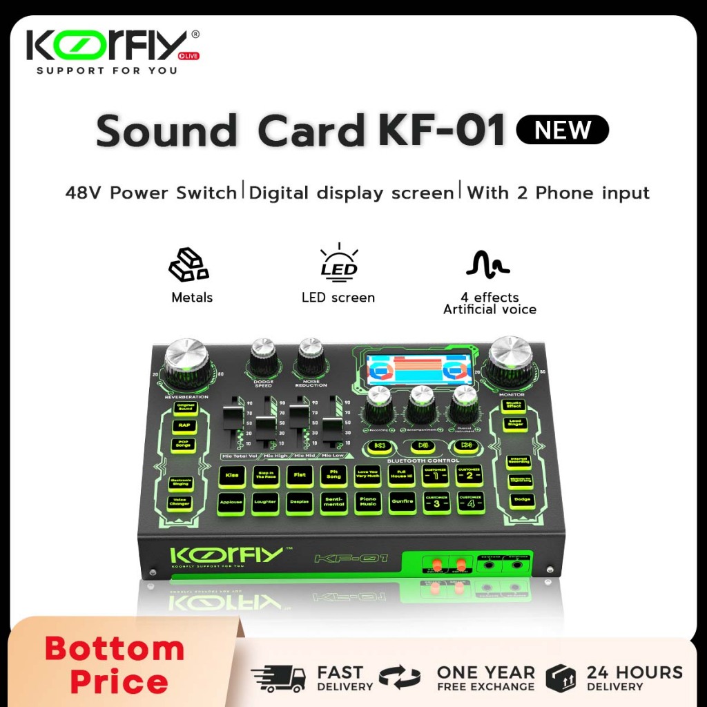 2025 KoorFly Sound Card KF01 Mixer Capacitance Microphone Set Eliminate ...
