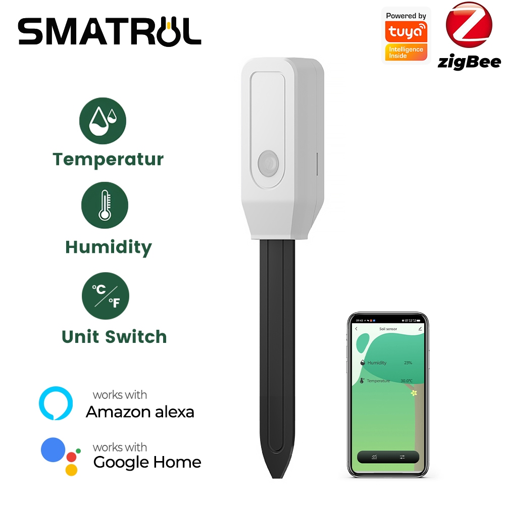 SMATRUL Smart Tuya Soil Moisture Sensor Zigbee Moisture Reminder Potted ...