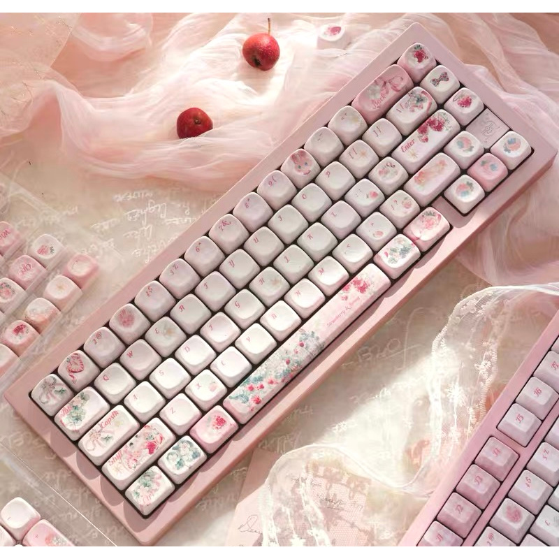 140 Keys Strawberry Rabbit Party Keycaps Cherry/SOA Height PBT Material ...