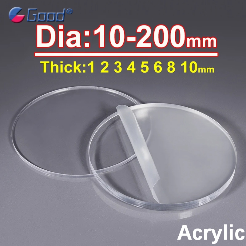 Round Transparent Acrylic Sheet Plexiglass Plastic Board Dia 10mm-200mm ...