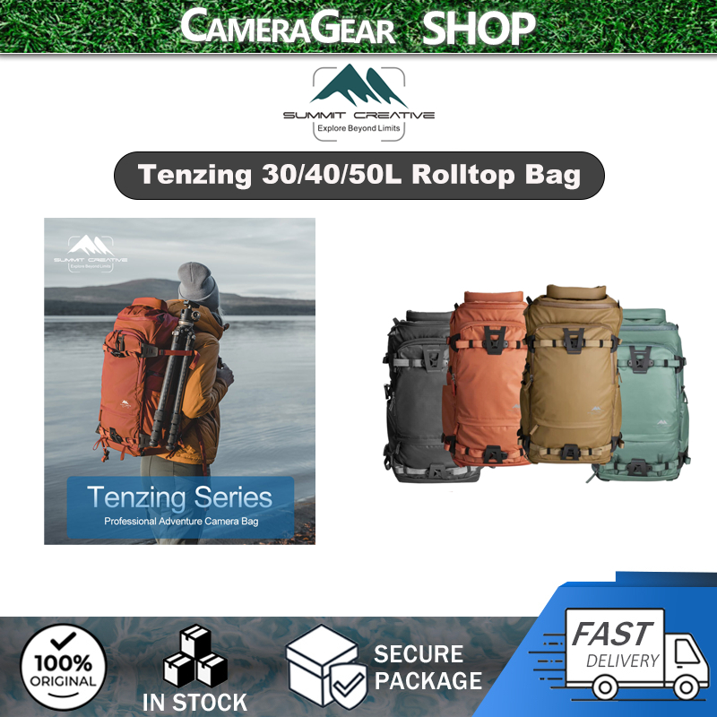 Summit Creative Tenzing Outdoor Camera Backpack Roll Top Water Resistant Large Travel Camera ...