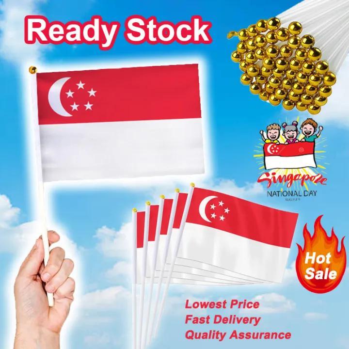 【SG Stock】Singapore flag Waving Hand National flag NDP Plastic Cloth ...