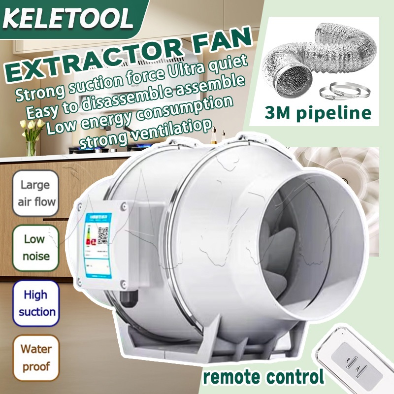 4''6''8'' Extractor Fan Powerful Ventilation Silent Exhaust Fans Inline ...