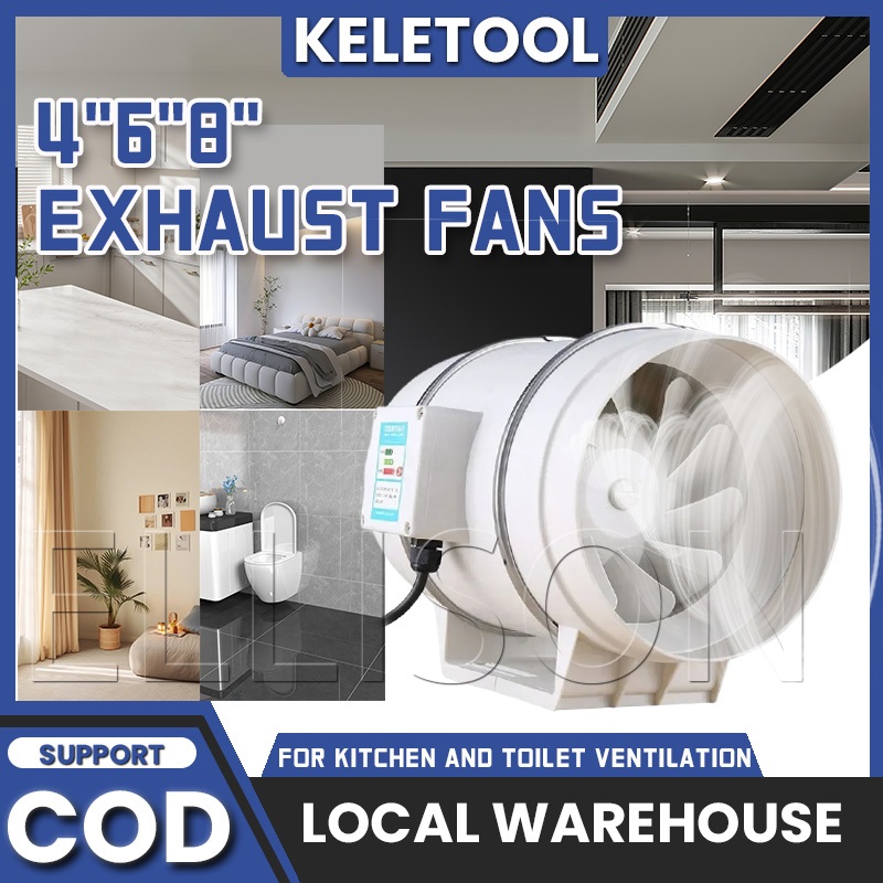 Exhaust fan kitchen Portable ventilation fan 4"6"8" Home Silent Inline ...
