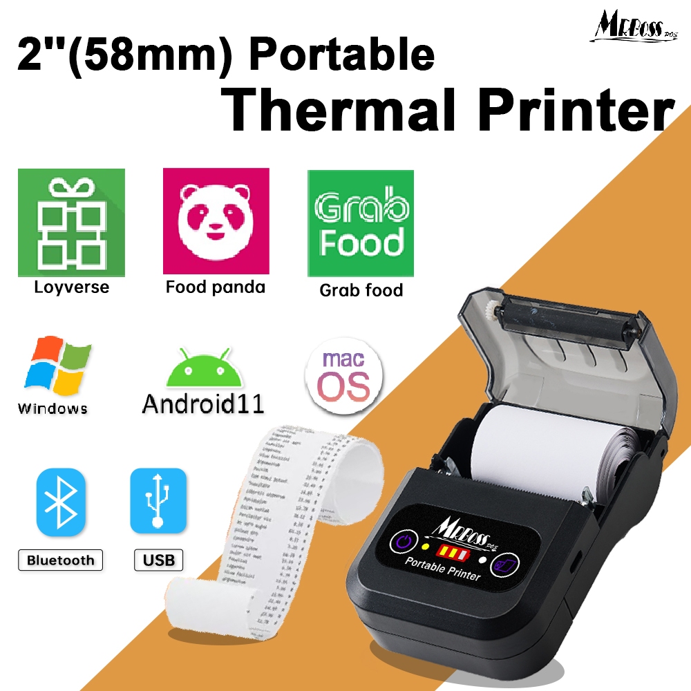 2" 58mm Portable Thermal Receipt Printer Bluetooth POS Till Cash ...