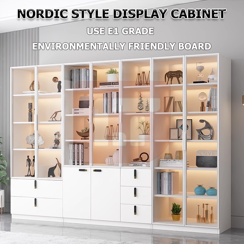 SG Display Cabinet Home Use Glass Door Storage Cabinet Solid Wooden ...