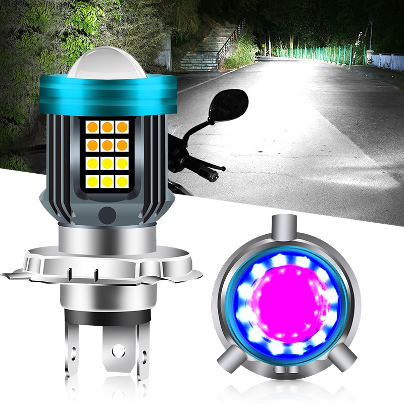 1pc Angel eye circle H4 BA20D H6 LED Motorcycle Headlight CSP Dual ...