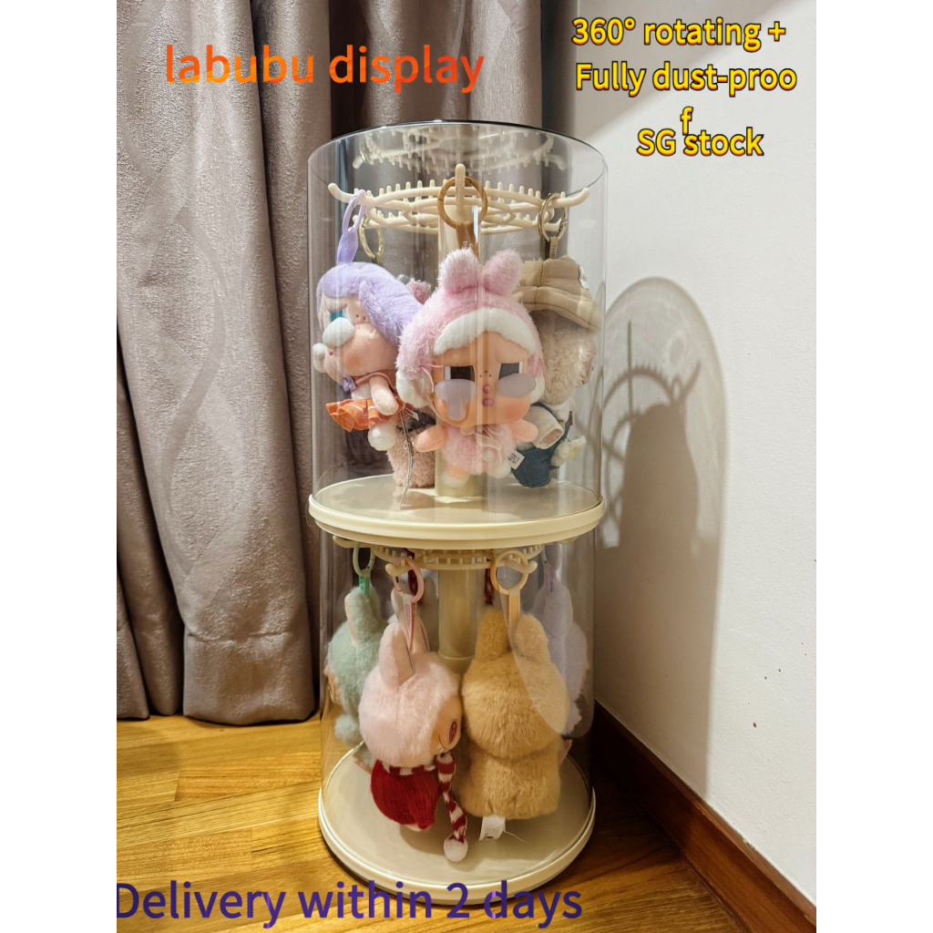 （SG ready stock ) 360°Rotating Labbubu Display Case Rotating ...