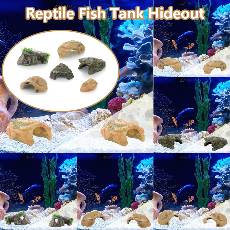 Reptile Fish Tank Hideout Small Fish Hideaway Aquarium Decoration ...