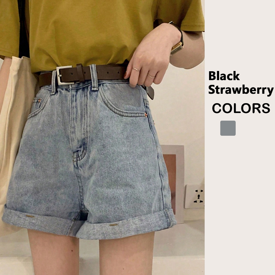 Light Blue Denim Shorts Folded Denim Hot Pants | Shopee Singapore