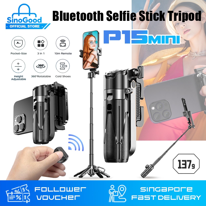 [SG Seller] P15 Mini Selfie Stick Tripod Bluetooth 3-In-1 Portable ...