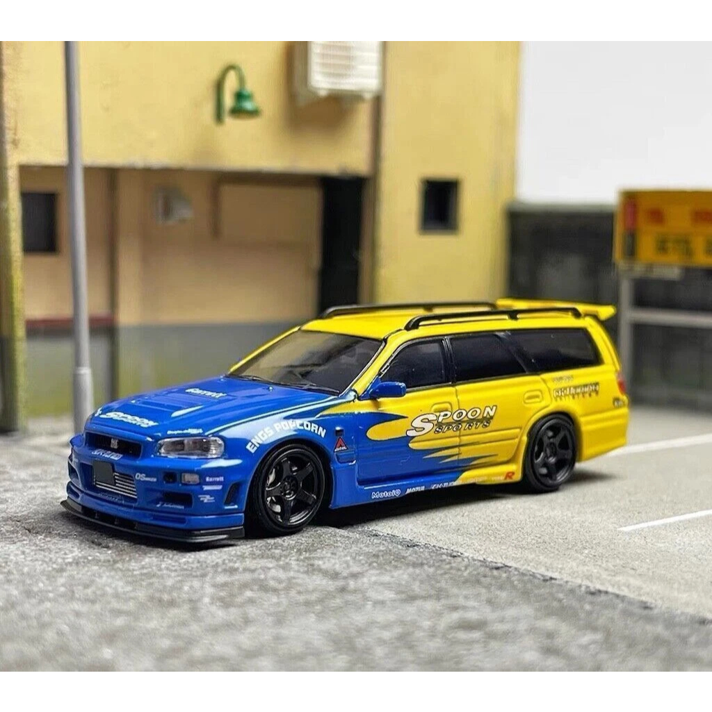 SW 1 64 JDM GTR R34 Stagea Spoon Wagon Sports Model Diecast Collect Car ...
