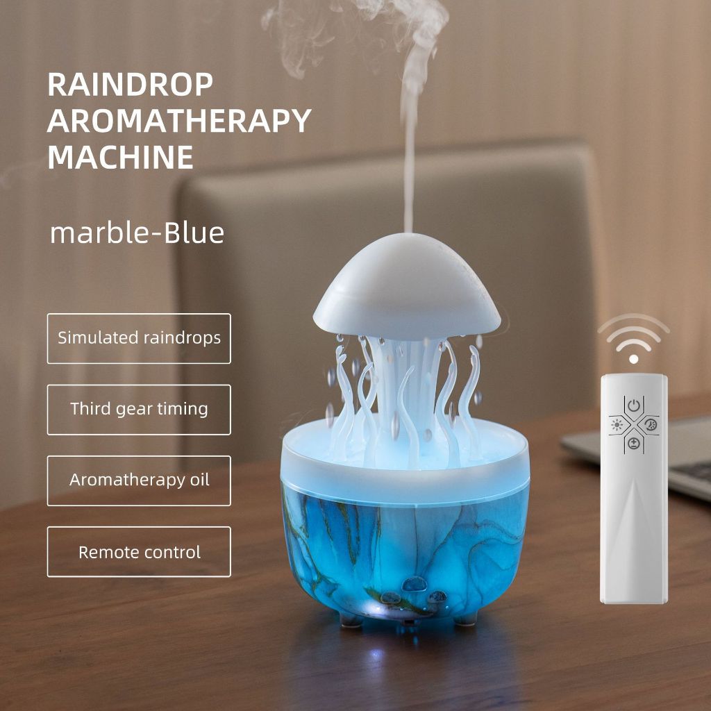 Jellyfish Rain Rotating Raindrop Humidifier Colorful Lights Ultrasonic ...