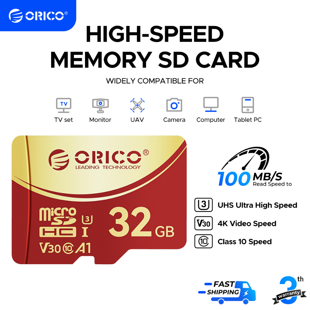 ORICO 32GB MicroSD Card Class 10 Memory Card 100MB/s | 4K UHD for Drone ...