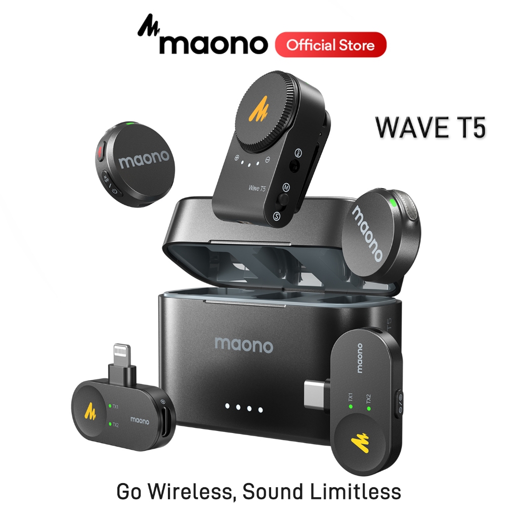 Maono Wave T5 Wireless Lavalier Microphone Noise Cancelling Microphone ...