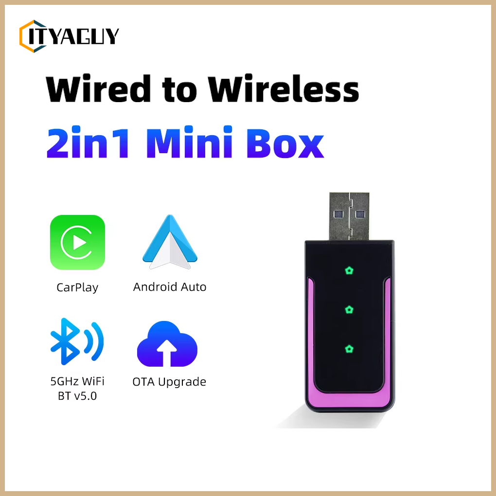 Carplay Android Auto Wired To Wireless Car Play Box Adapter Smart Ai ...