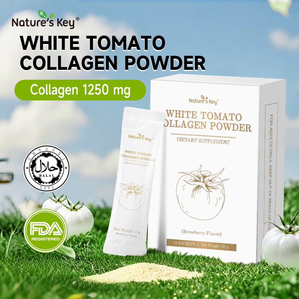 Nature's Key White Tomato Collagen Powder 1250mg for Skin Brightening ...