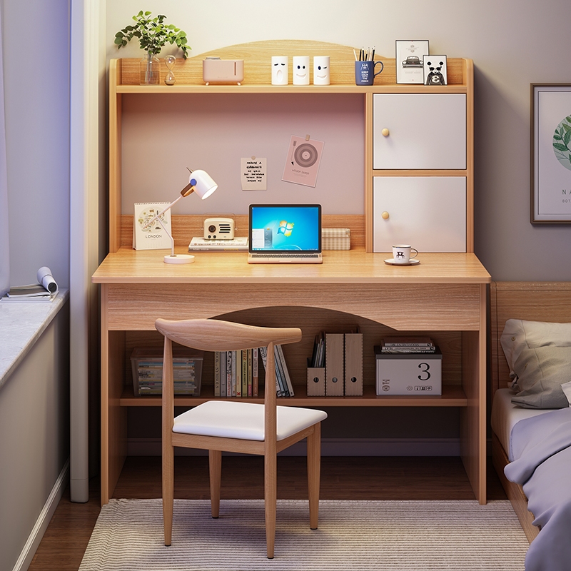 120CM Meja belajar Computer Study Table With Drawer Bookshelf Study ...