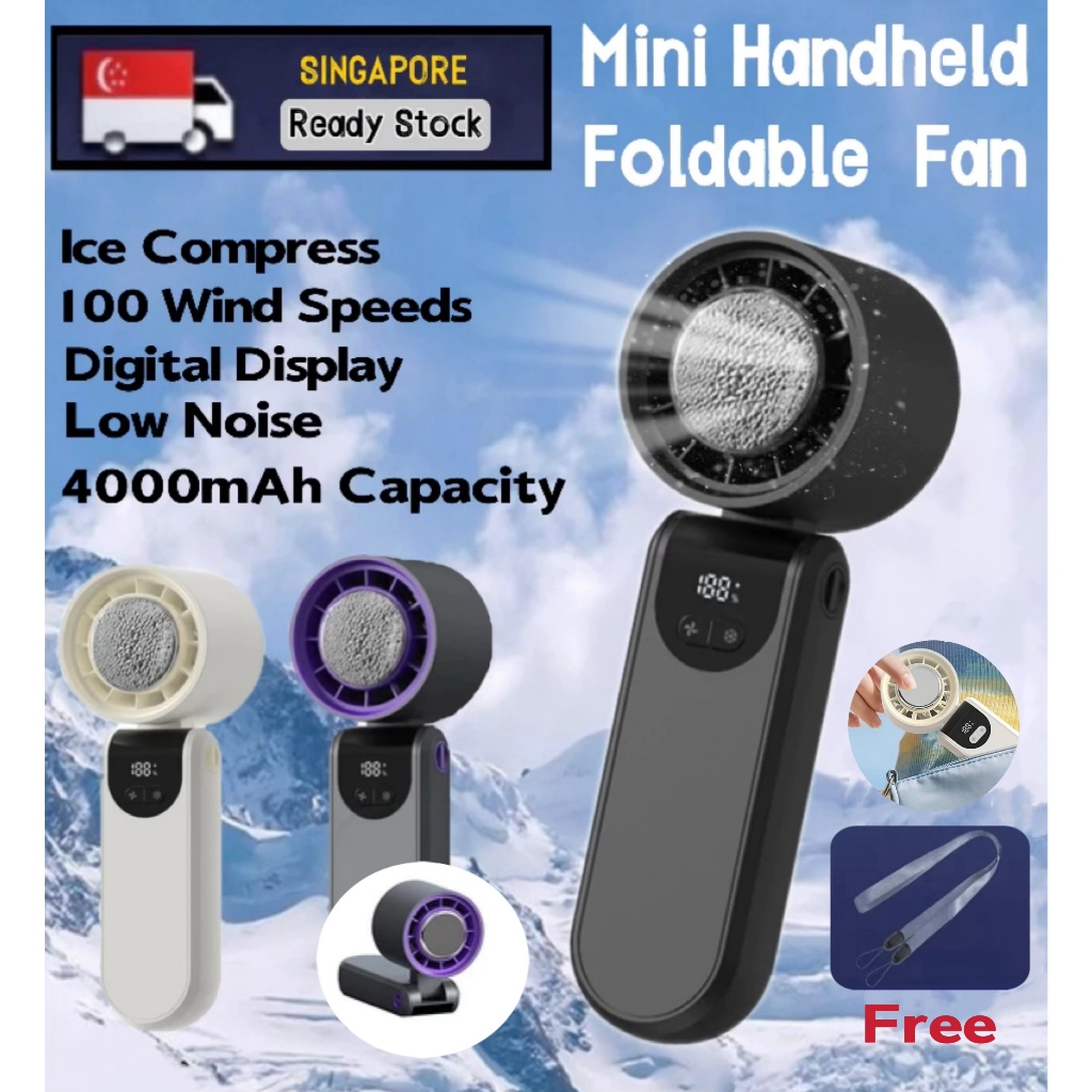 SG Local-2025 Portable Folding Mini Fan 4000mAh 5 Gears USB ...