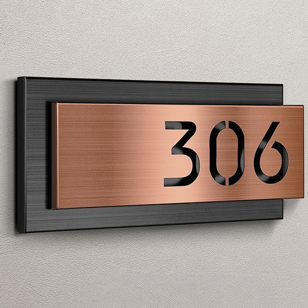 Wall decoration at the entrance stainless steel silvery unit number ...
