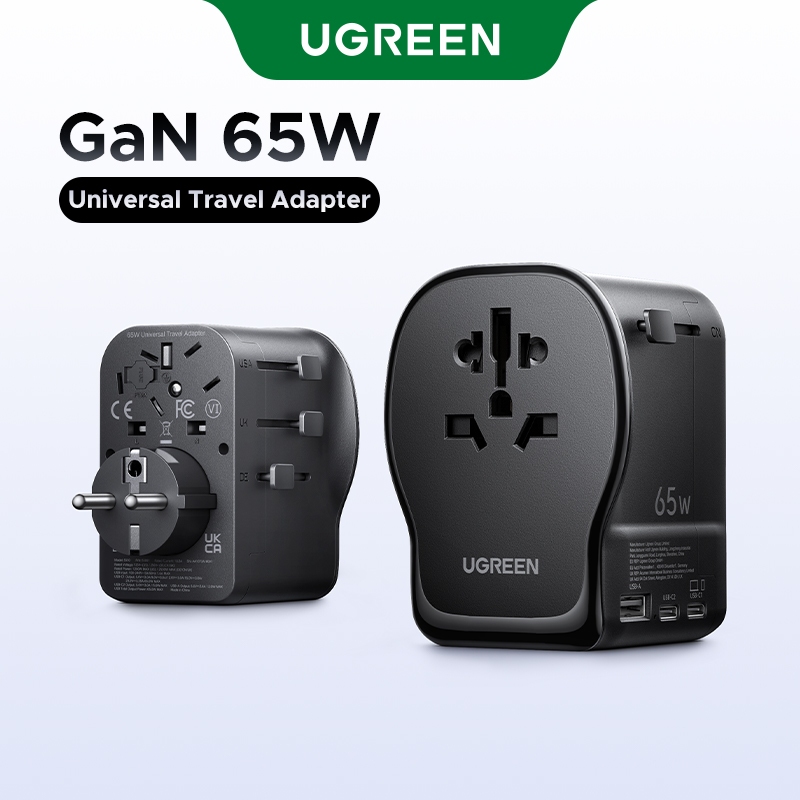 UGREEN Nexode 65W Universal Travel Adapter Switchable Plugs UK/US/DE/CN ...