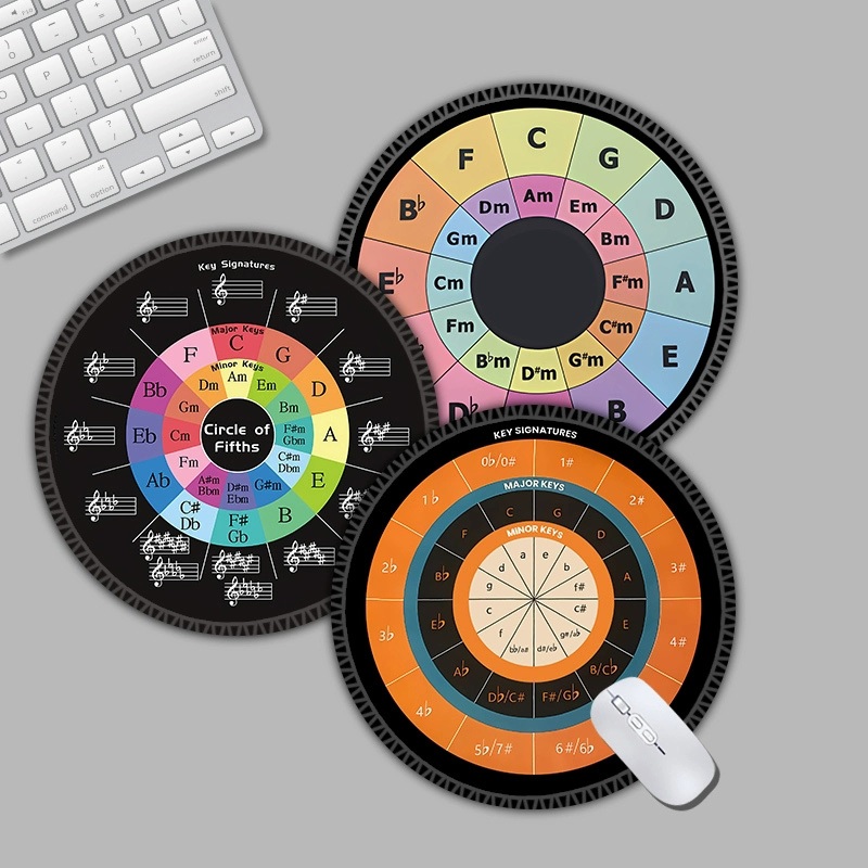 Music Theory Circle of Fifths Round Mouse Pad, for Learning Music ...