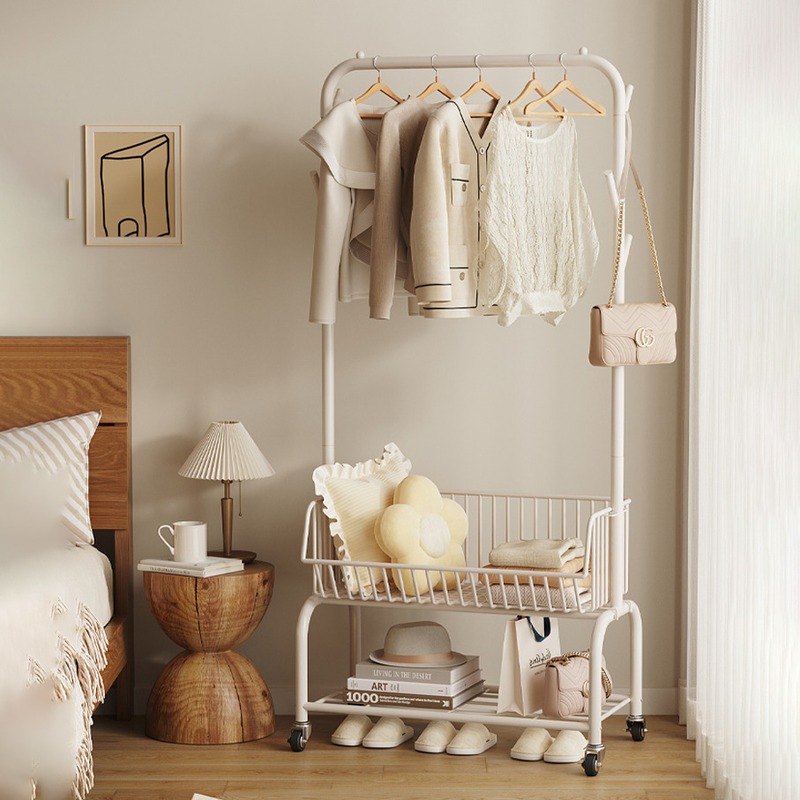 Large Capacity Clothes Rack Mobile Clothes Hanger Carbon Steel Floor ...