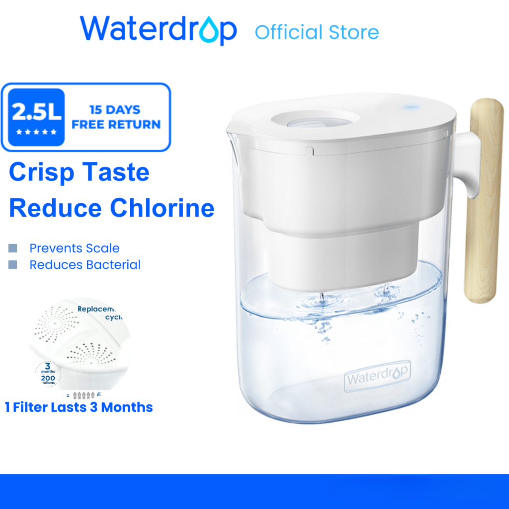 Waterdrop 200-Gallon Long-Life Chubby 10-Cup Water Filter Pitcher with ...