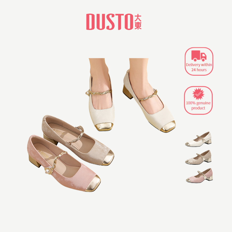 DUSTO High Heels Women Mary Jane Shoes Thick Heel Fashion New Style Two ...