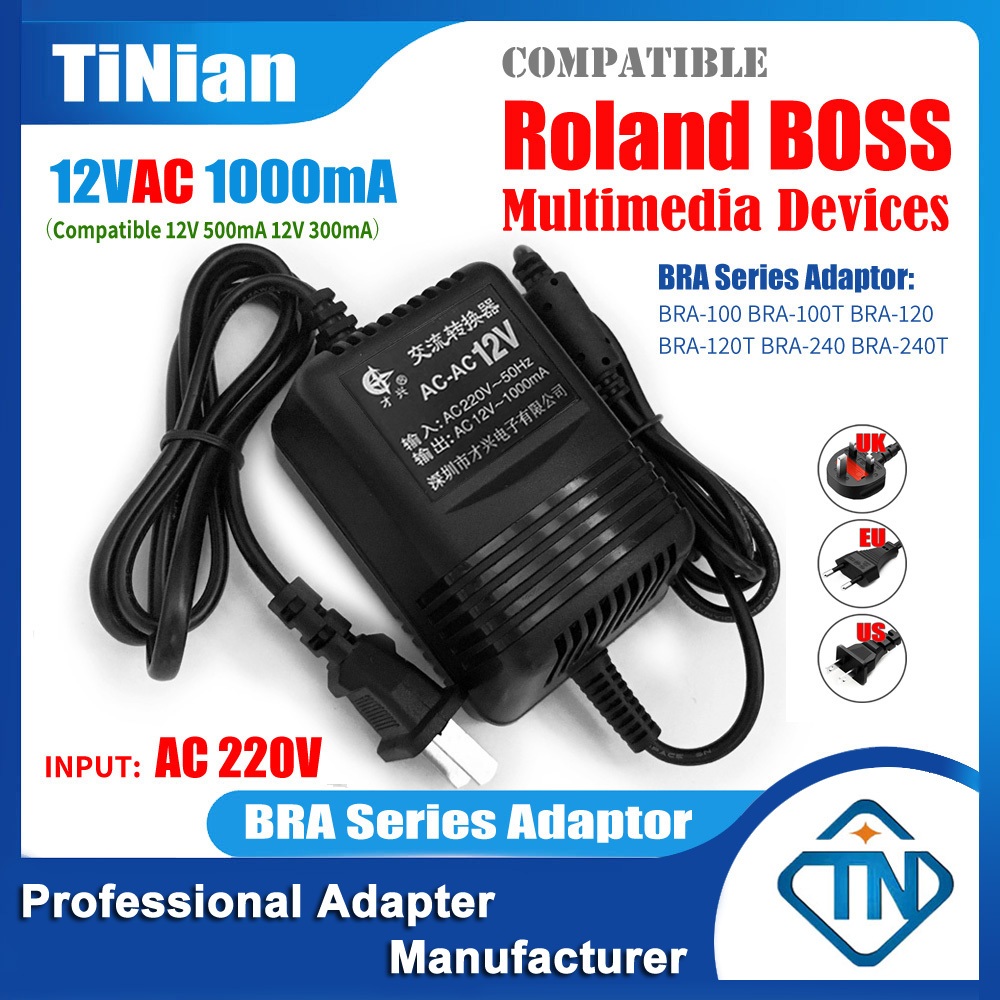 12VAC 1A 500mA 300mA AC/AC Adaptor BRA-220 for Roland BOSS ME-6 ME-6B ...
