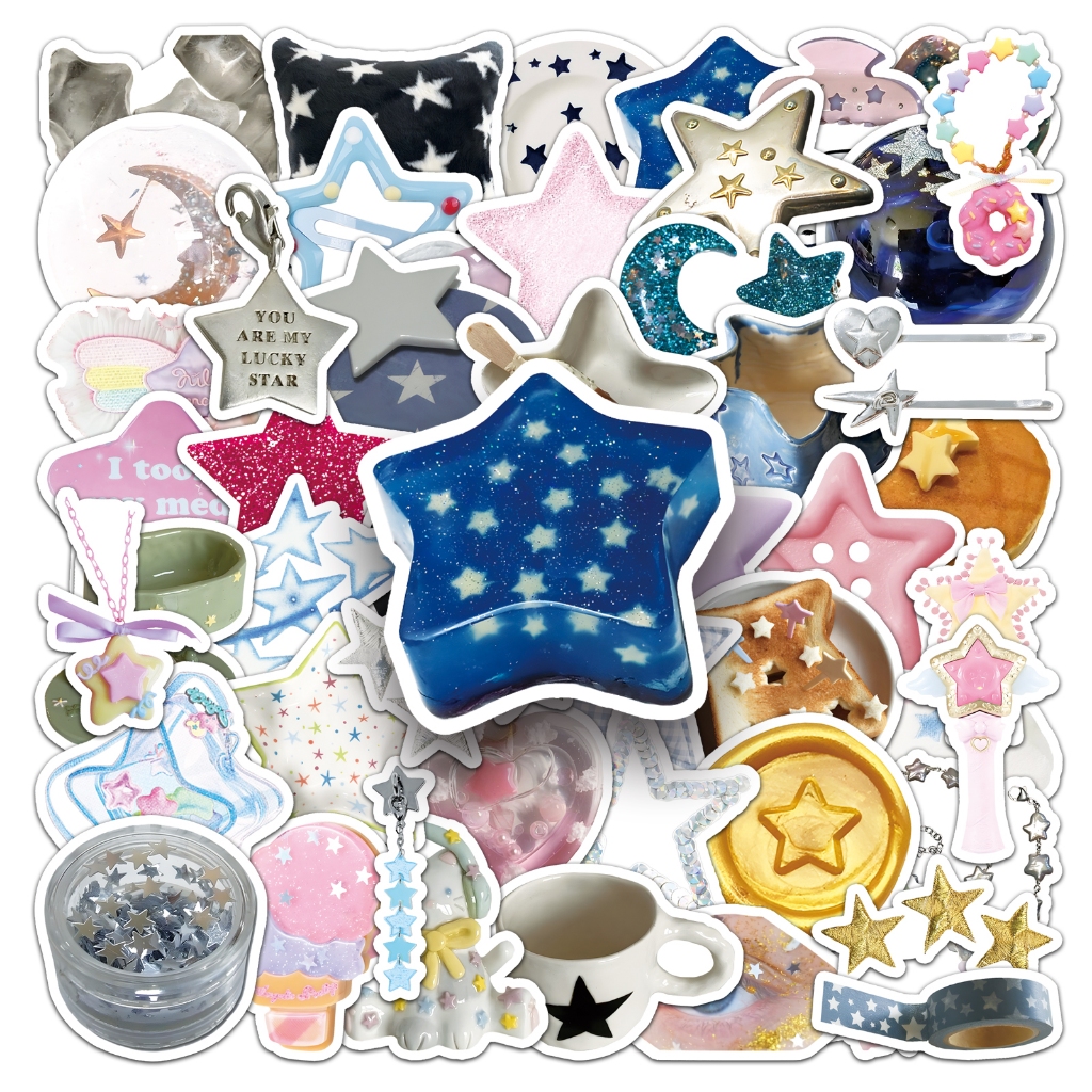 Ins Style 50Piece Cute Stars Journal Stickers For Laptop Scrapbook Art ...
