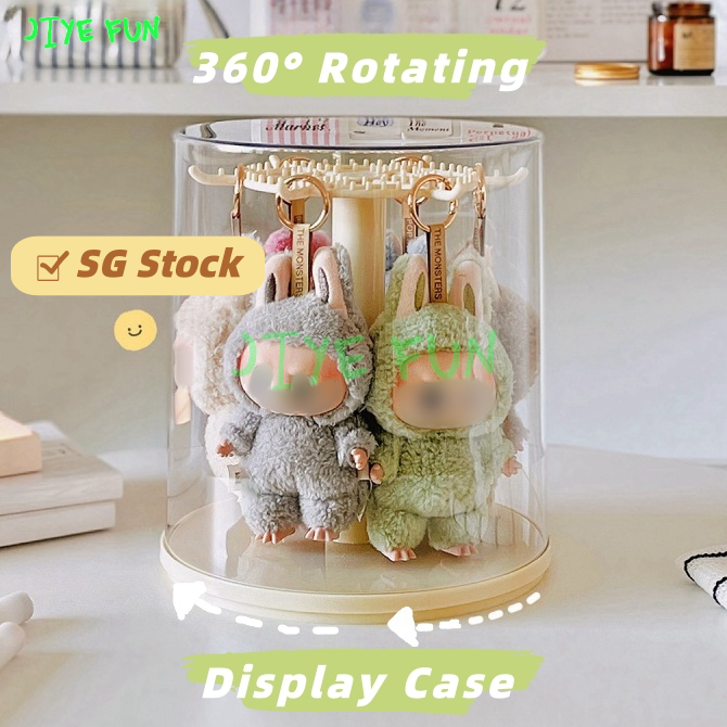 [SG STOCK] 360° Rotating Labubu Plush Pendant Transparent Display Case ...