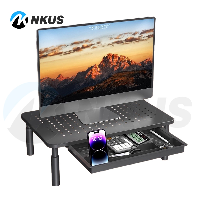 SG Monitor Stand Monitor Riser with Drawer 3 Height Adjustable ...