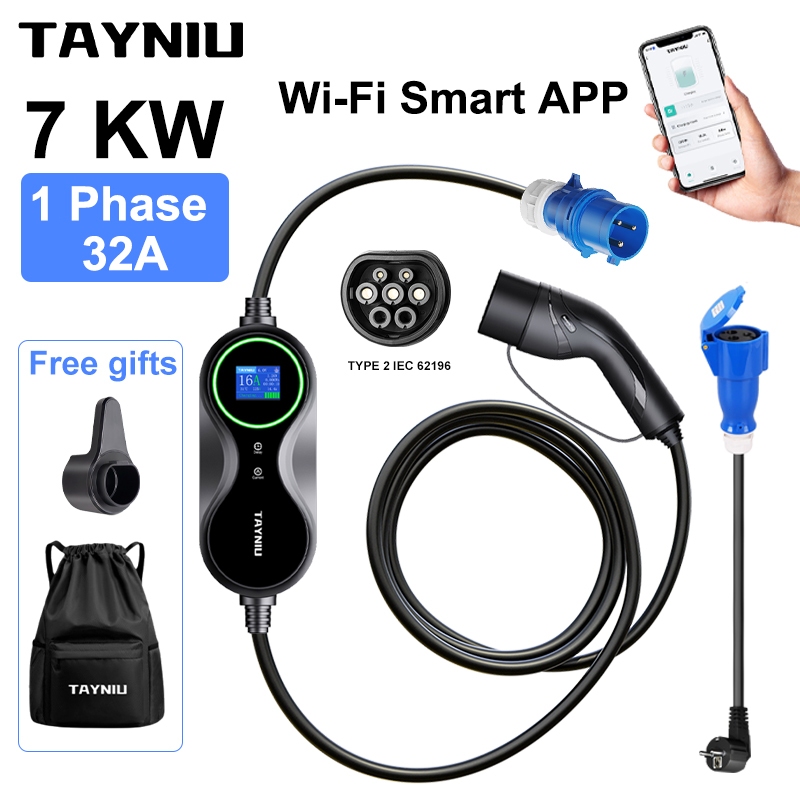 TAYNIU 7KW Type 2 5M Cable EV Charger with Smart WiFi App Control for ...