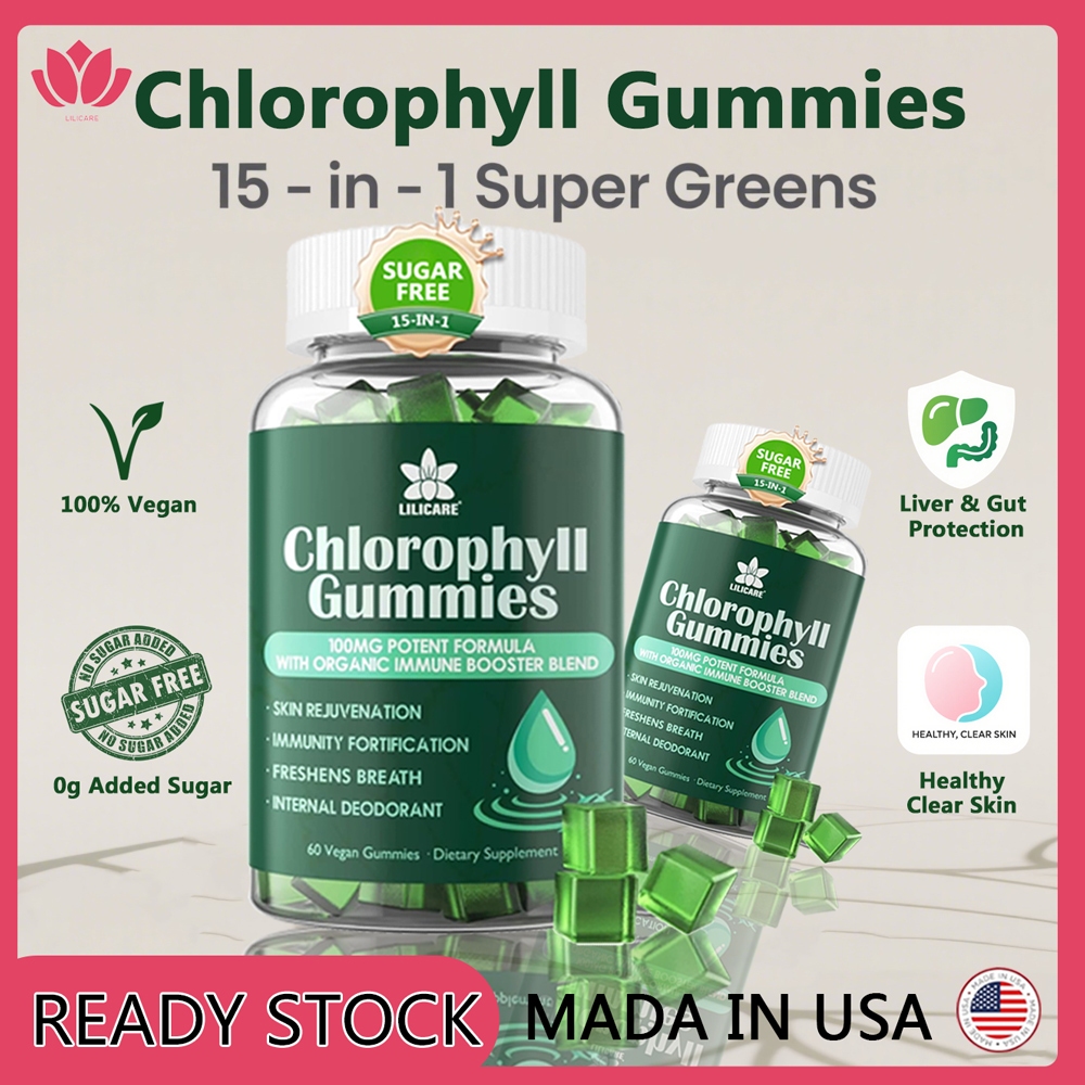 LiLicare Vegan Chlorophyll Gummies Supplements with Unfiltered ACV, Sea ...